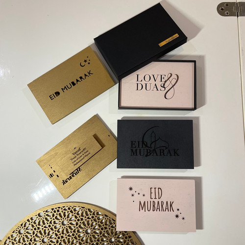 Elegant Wooden Eid Gift Cards | Personalised Gifts - Noon Saakin