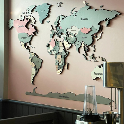 Wooden 3D Layered World Map | Noon Saakin Online Art Store