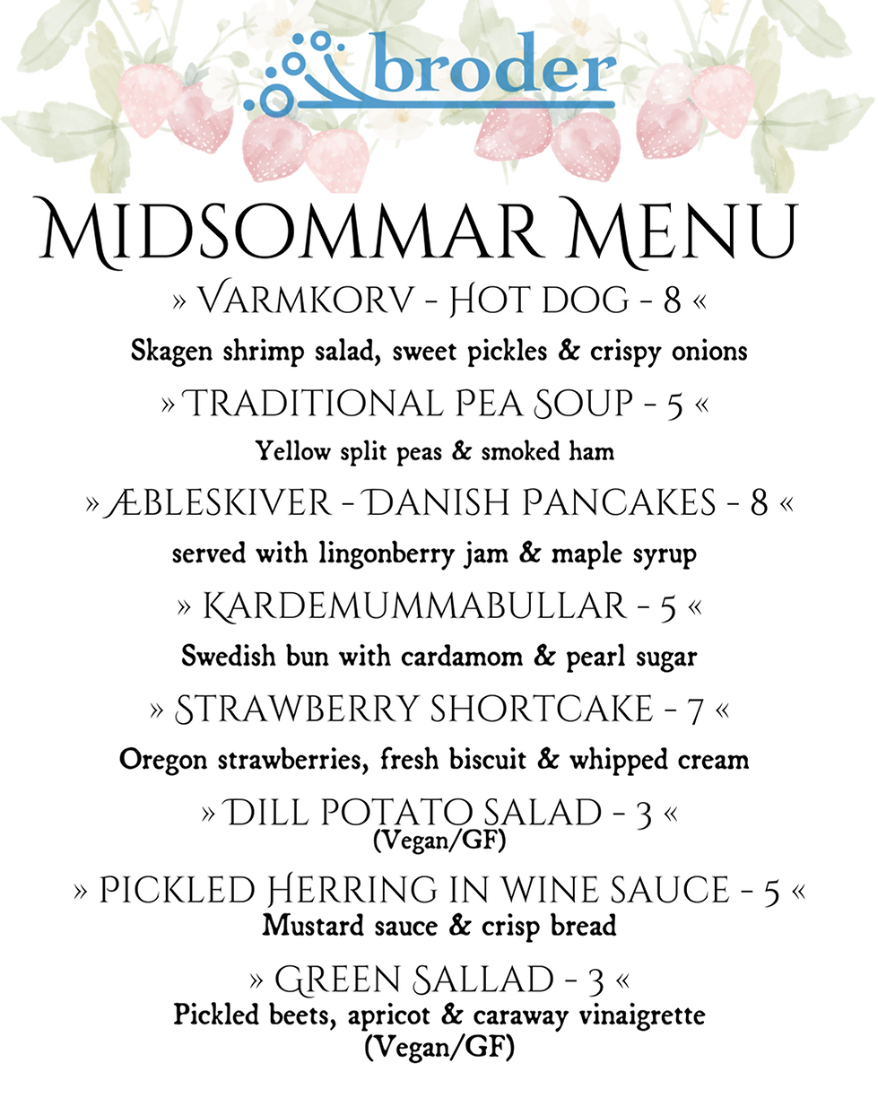 Midsummer Menu | broderpdx