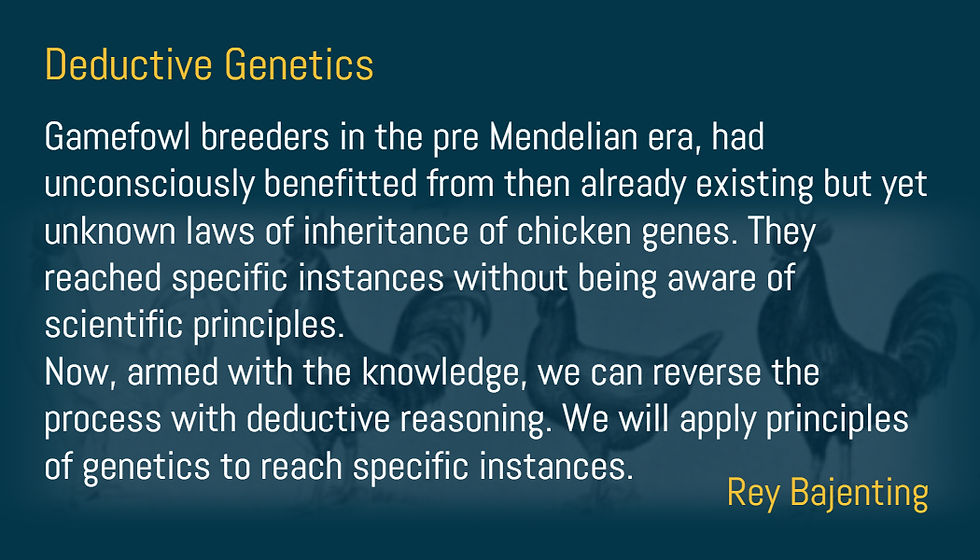 Deductive genetics applied to gamefowl breeding