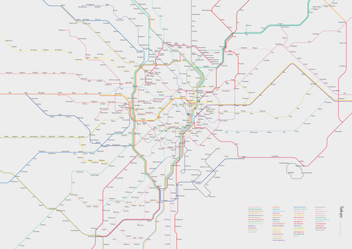 Tokyo Rail Map poster - light grey | MU.NOZOMI AKUTSU