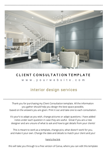 client brief consultation worksheet Canva template | Studio Speck