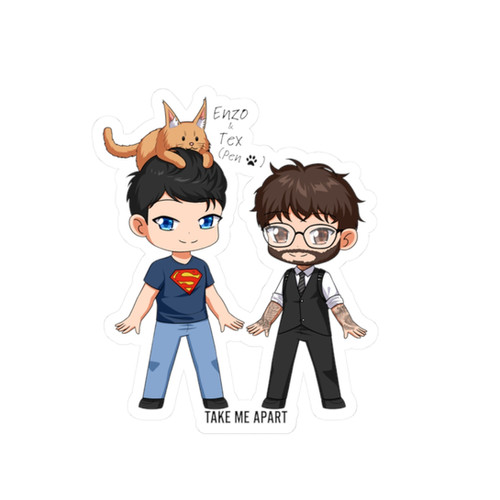 Enzo and Tex Chibi Kiss-Cut Stickers | Author Brea Alepoú
