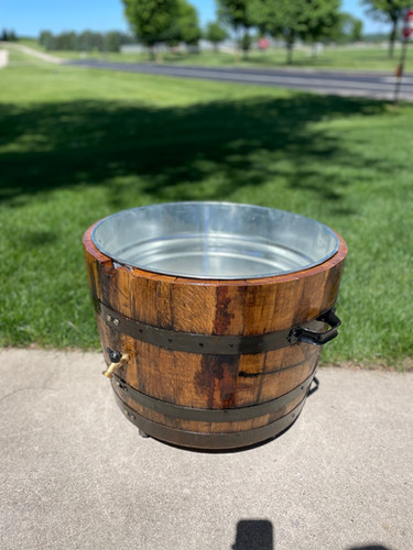Half-Barrel Rolling Ice Bucket | Wisconsin Barrel Co