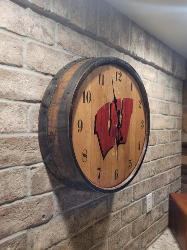 Wisconsin Motion W / Bucky Clock | Wisconsin Barrel Co