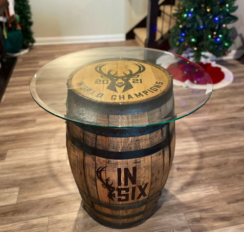 Barrel Table With Glass Top | Wisconsin Barrel Co