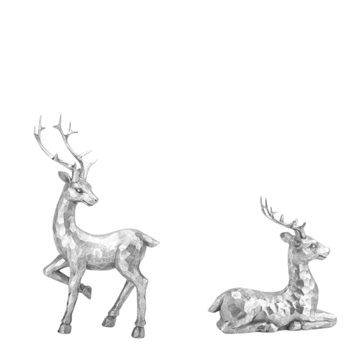 2 Piece Silver Deer Table Decor | En Core: Barbados