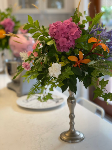 Candlestick Flower Arrangement | That Vintage Touch