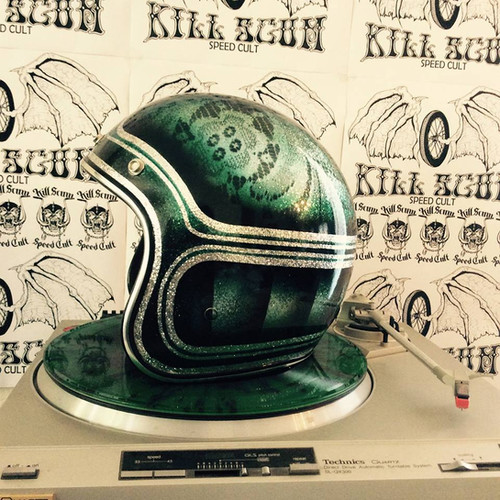 Saturns Emerald 3/4 open face metal flake helm | killscumspeedcult