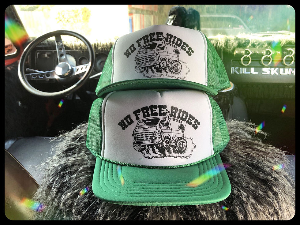 NO FREE RIDES VAN & FLIP OFF TRUCKER | killscumspeedcult