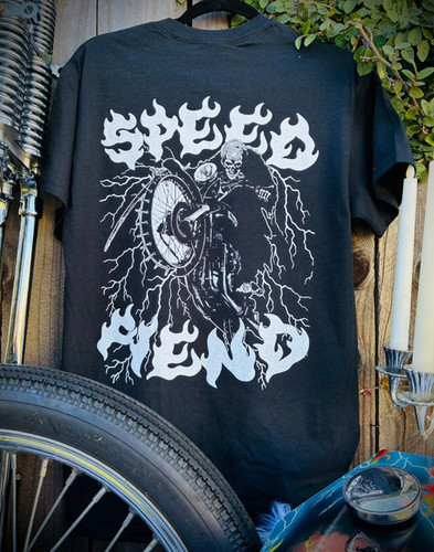 WHEELIE REAPER MOTORCYCLE BIKER SHIRT - SPEED FIEND Black Tee