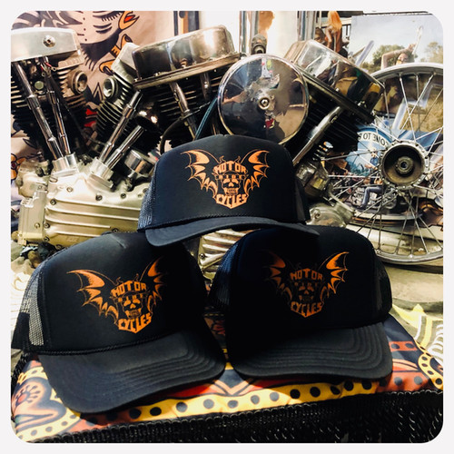 "RIDE MOTORCYCLES" Batwings & Shield Trucker hat | killscumspeedcult