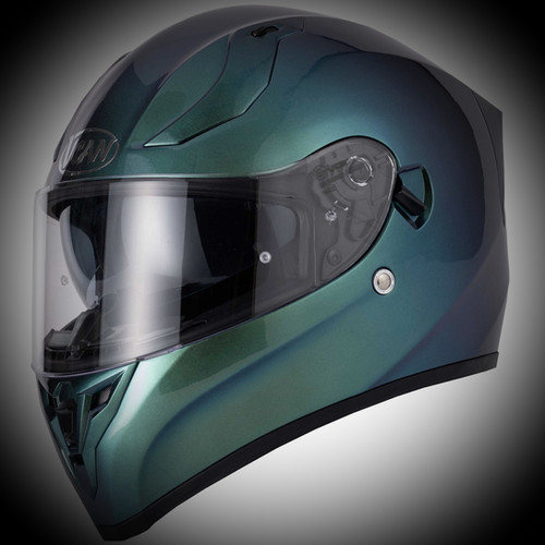 Vcan H128 Gradient Green>Blue Full Face Crash Helmet - ECE22:06 | Into Gear
