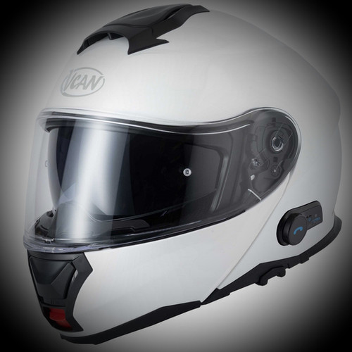 Vcan H272 Blinc Gloss White Flip Front Front Crash Helmet | Into Gear