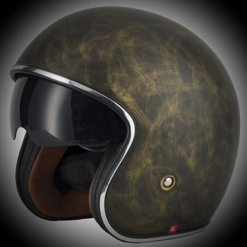 Vcan V537 Vintage Bronze Retro Open Face Crash Helmet 55-56cm S | Into Gear
