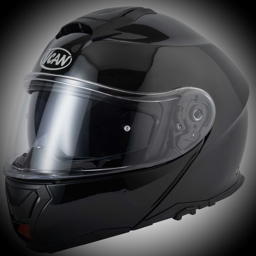 Vcan V272 Gloss Black Medium Flip Front Front Crash Helmet | Into Gear