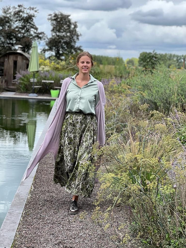 Godet rok in marmer groen | neliane