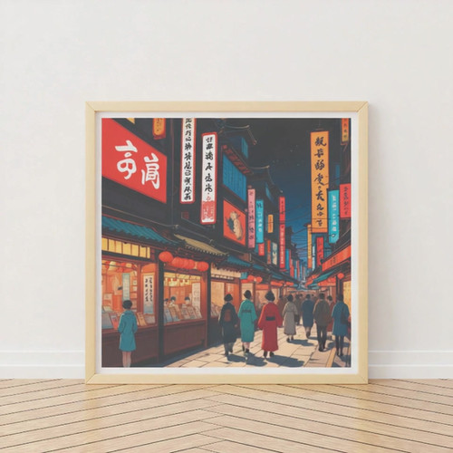 Evenings Out in Japan, Japanese Square Print | Uki Uki