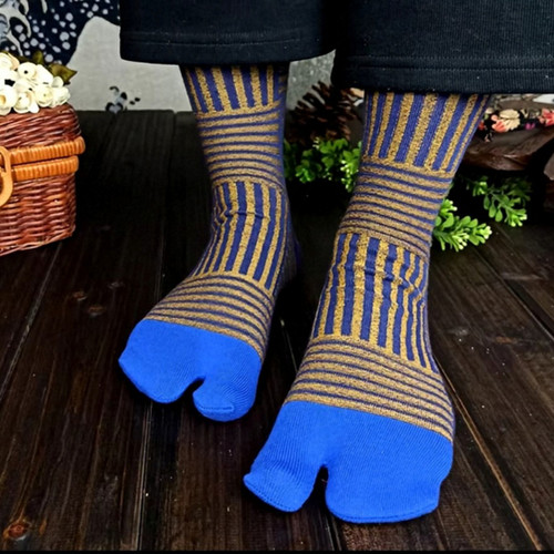 Japanese Tabi Socks- 2 Toe Japanese Style Socks Blue Stripe Design ...