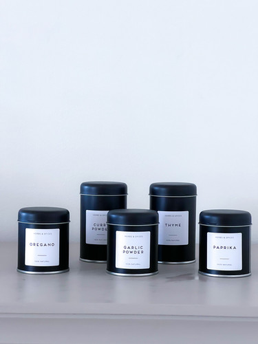 Black Spice Tin Jars with personalised Labels - set of 6 - Home ...