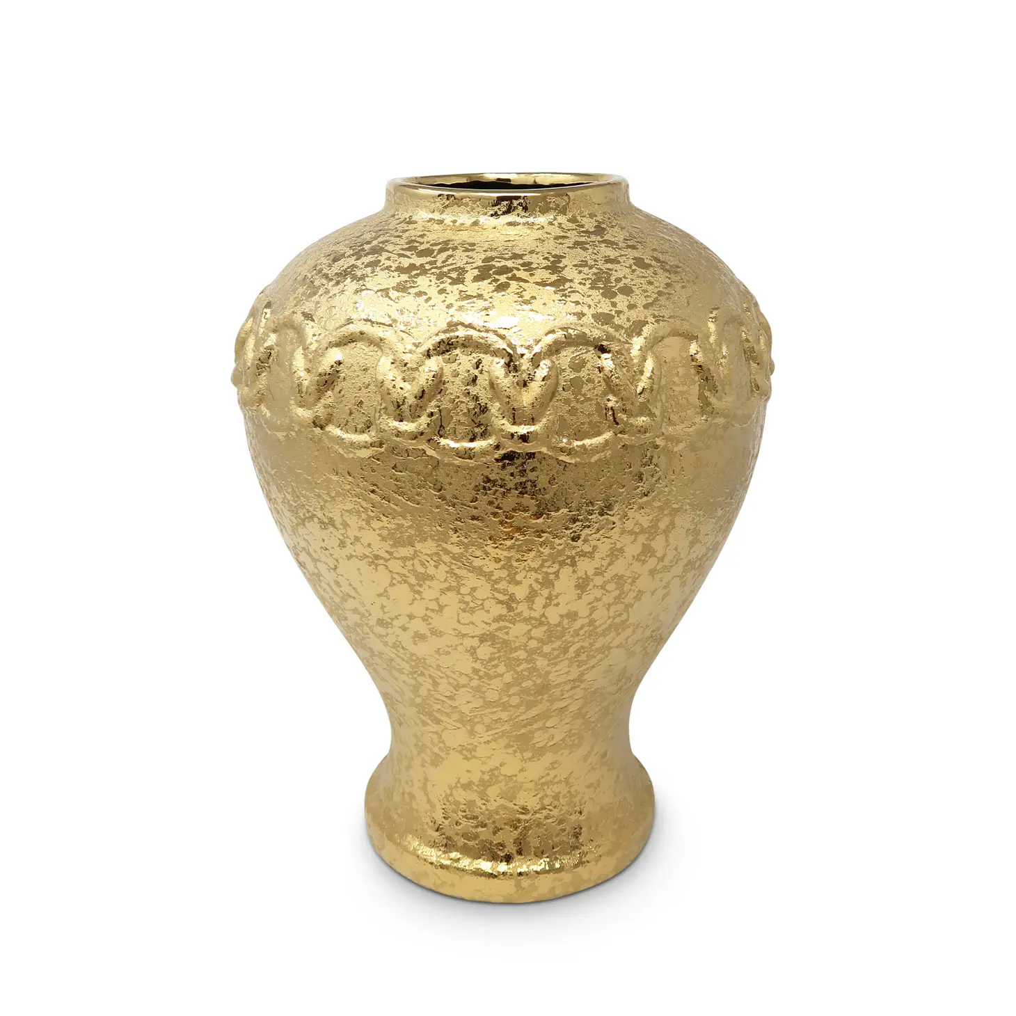 Gold Ginger Jar w/ Gold Chain Detail (3 Sizes) | DarlingDiamondDecor