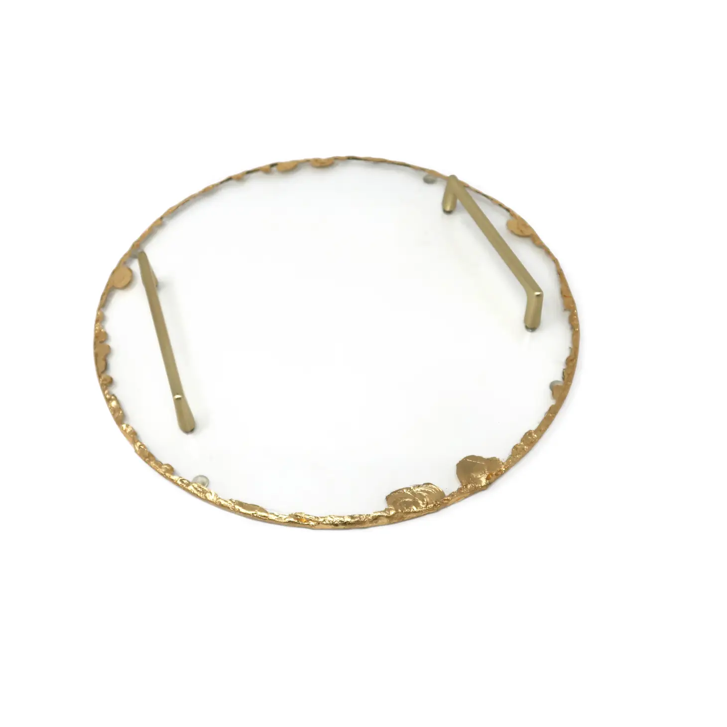 Round Glass Tray w/ Gold Rim & Handles | DarlingDiamondDecor