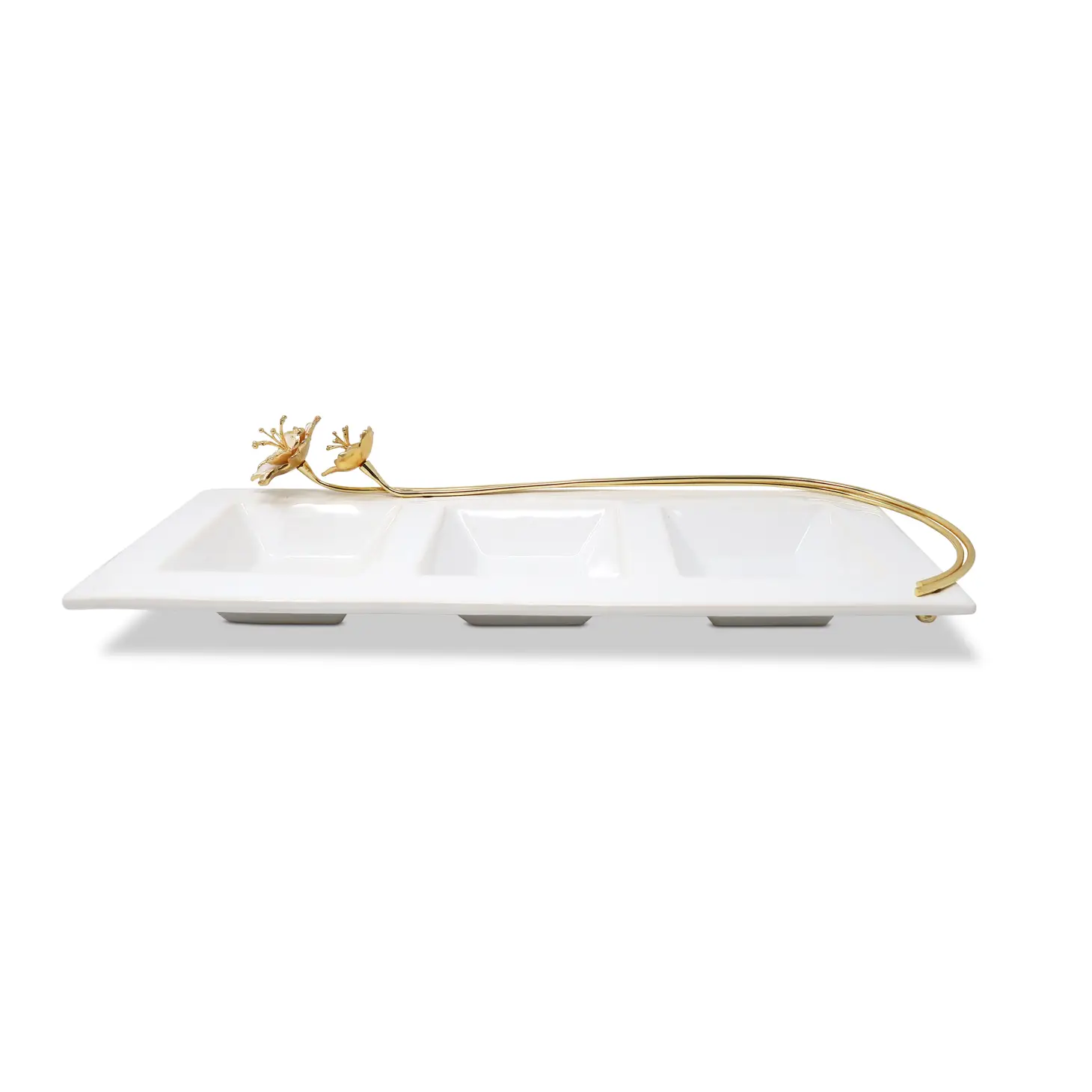 White Porcelain Sectional Plate w/ Celine Flower Design ...