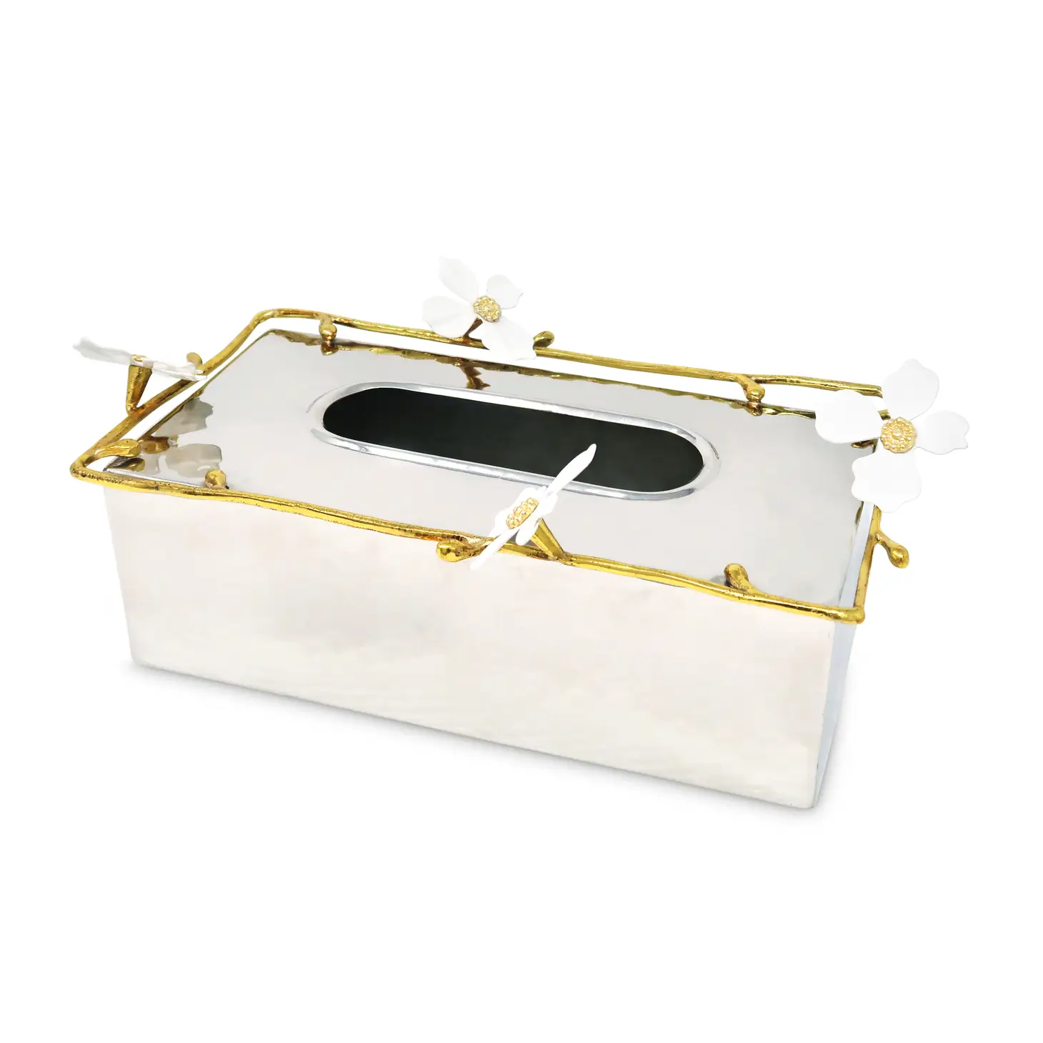 Tissue Box Cover w/ Jewel Flower Design | DarlingDiamondDecor