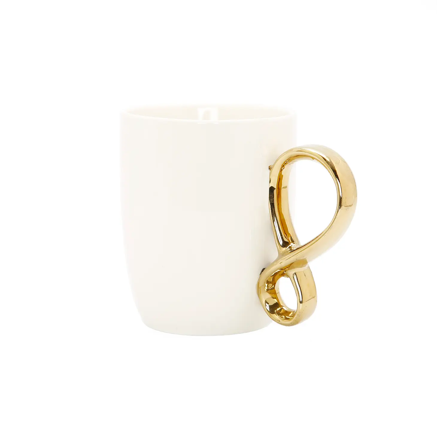 White Coffee Mug w/ Gold twist Handle | DarlingDiamondDecor