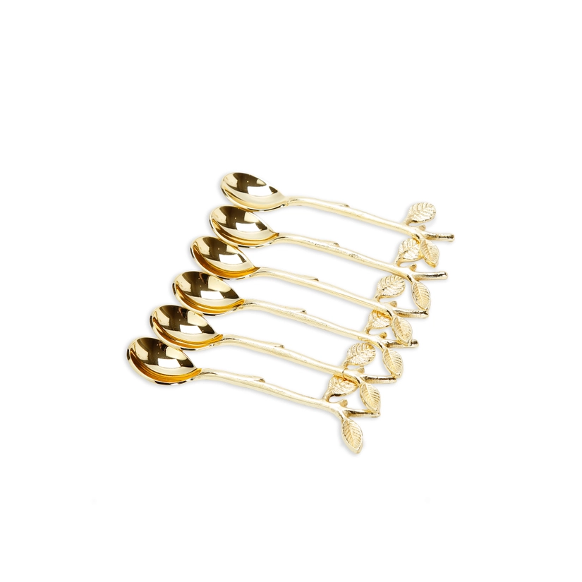 Gold Swan Spoon Holder w/ 6 Tea Spoons | DarlingDiamondDecor