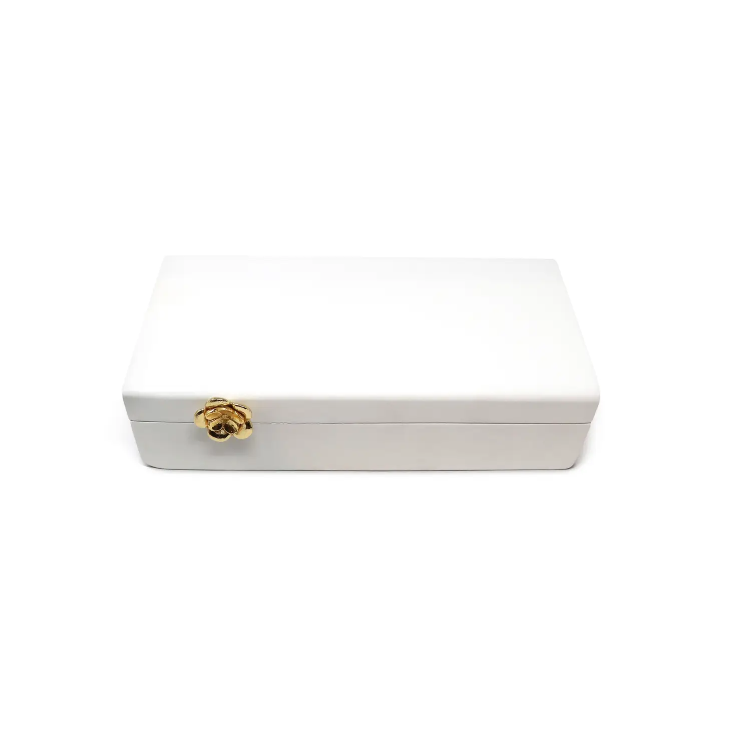 White Wooden Decorative Box w/ Gold Flower Detail (2 Sizes ...