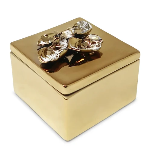 Square Gold Decorative Box w/ Design Lid (2 Styles) | DarlingDiamondDecor