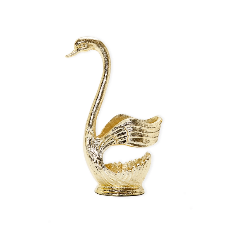 Gold Swan Spoon Holder w/ 6 Tea Spoons | DarlingDiamondDecor