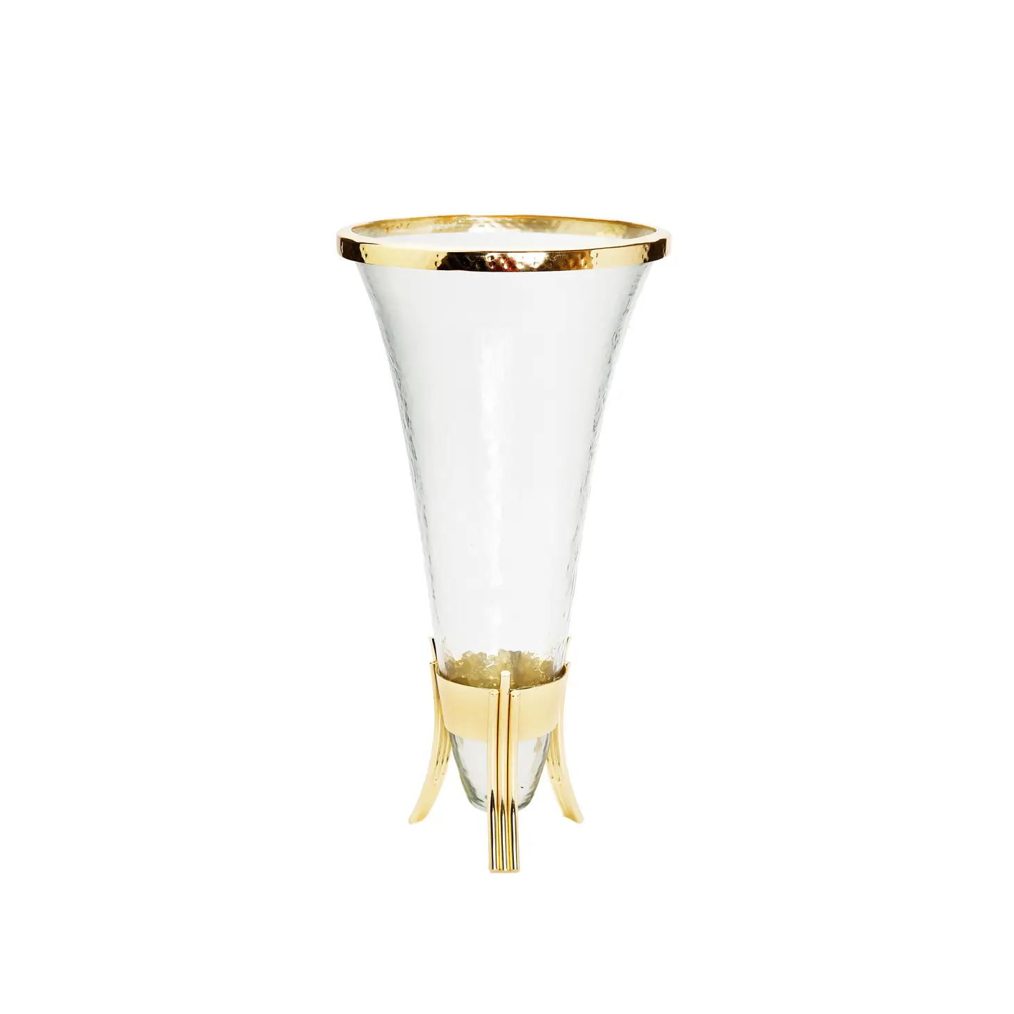 Glass Vase w/ Gold Symmetrical Design Base | DarlingDiamondDecor