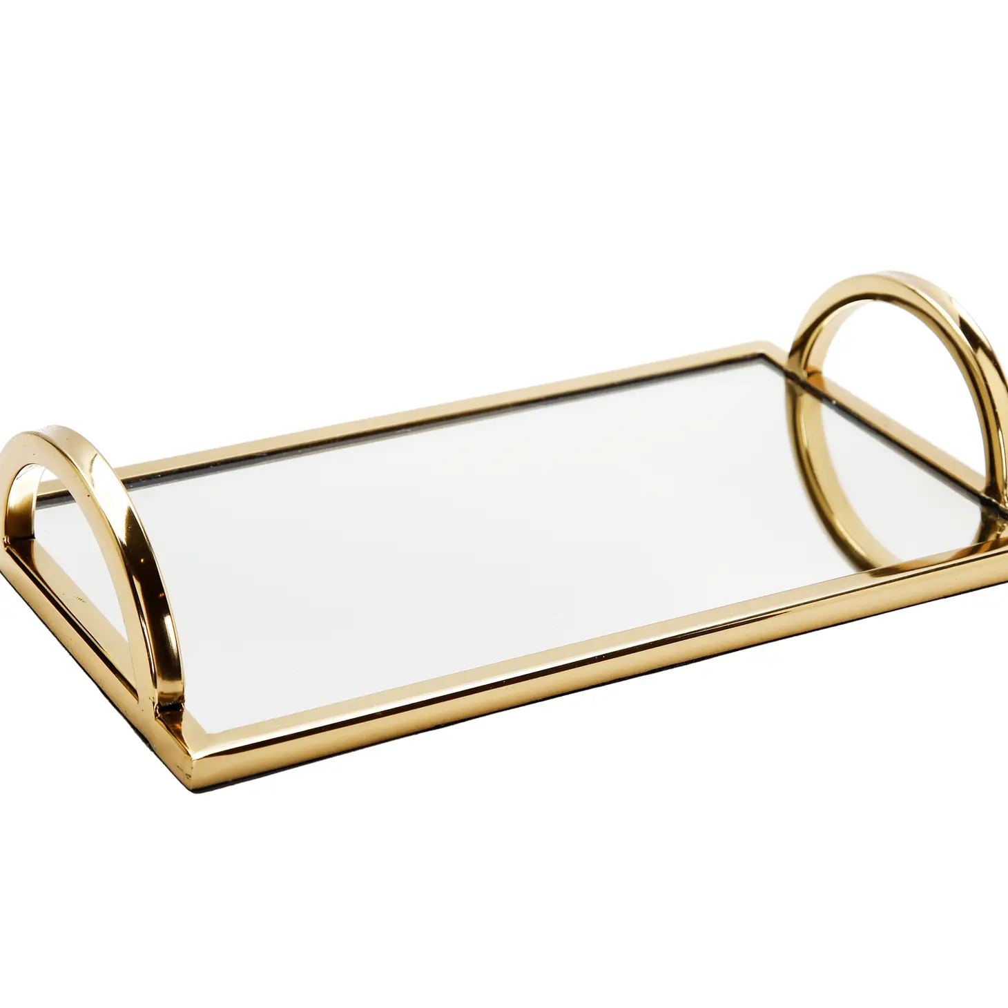 Rectangular Mirror Tray w/ Gold Handles | DarlingDiamondDecor