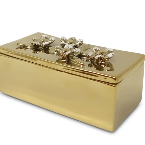 Oblong Gold Decorative Box w/ Design Lid (2 Styles) | DarlingDiamondDecor