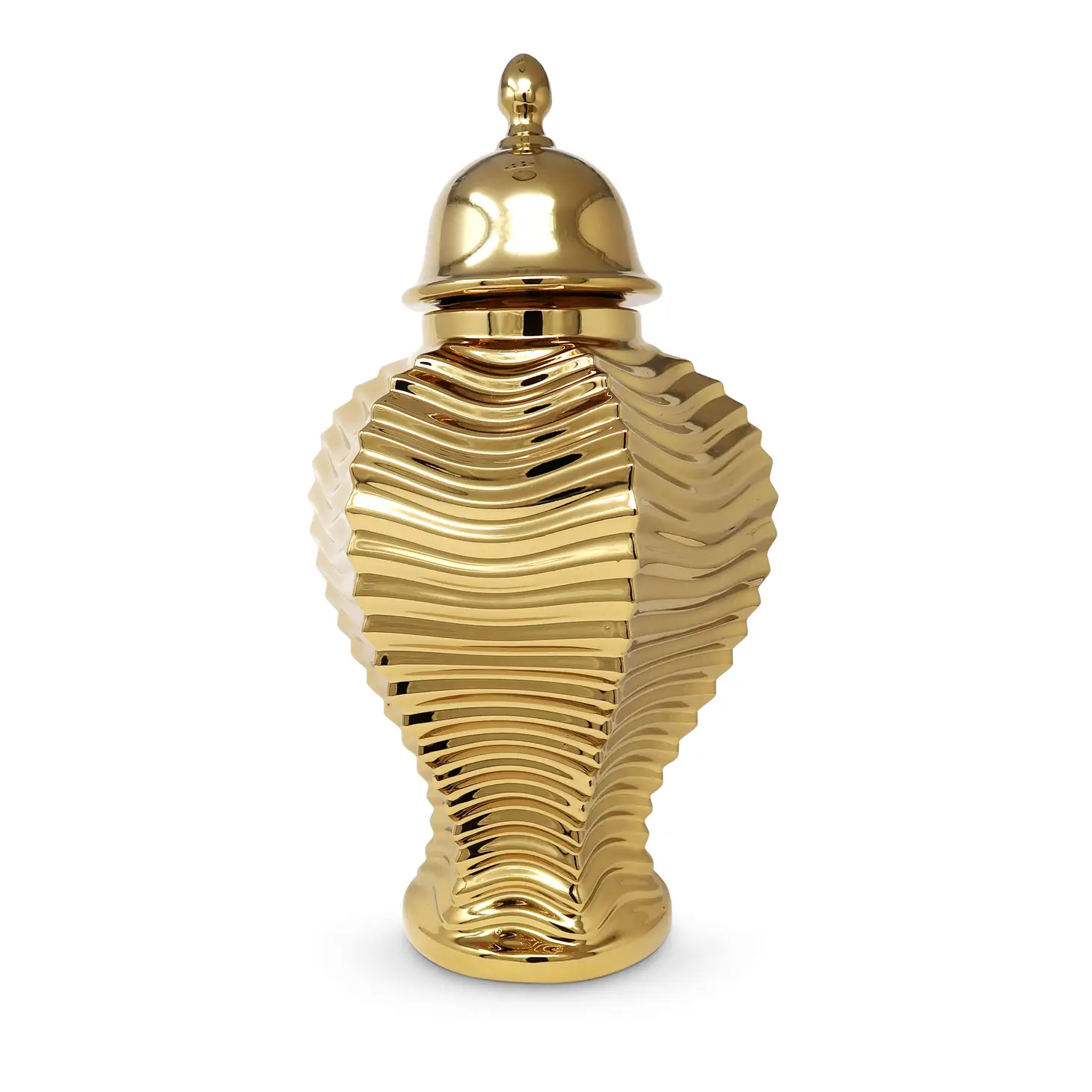 Gold Ginger Jar w/ Pleated Design (3 Sizes) | DarlingDiamondDecor