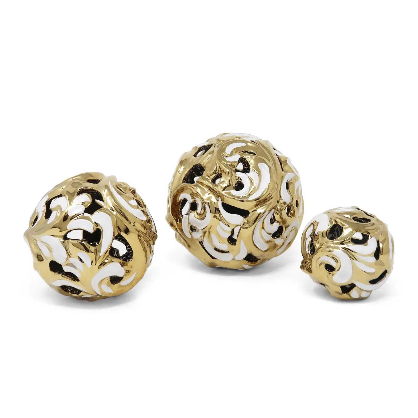 White & Gold Decorative Ball (3 Sizes) | DarlingDiamondDecor