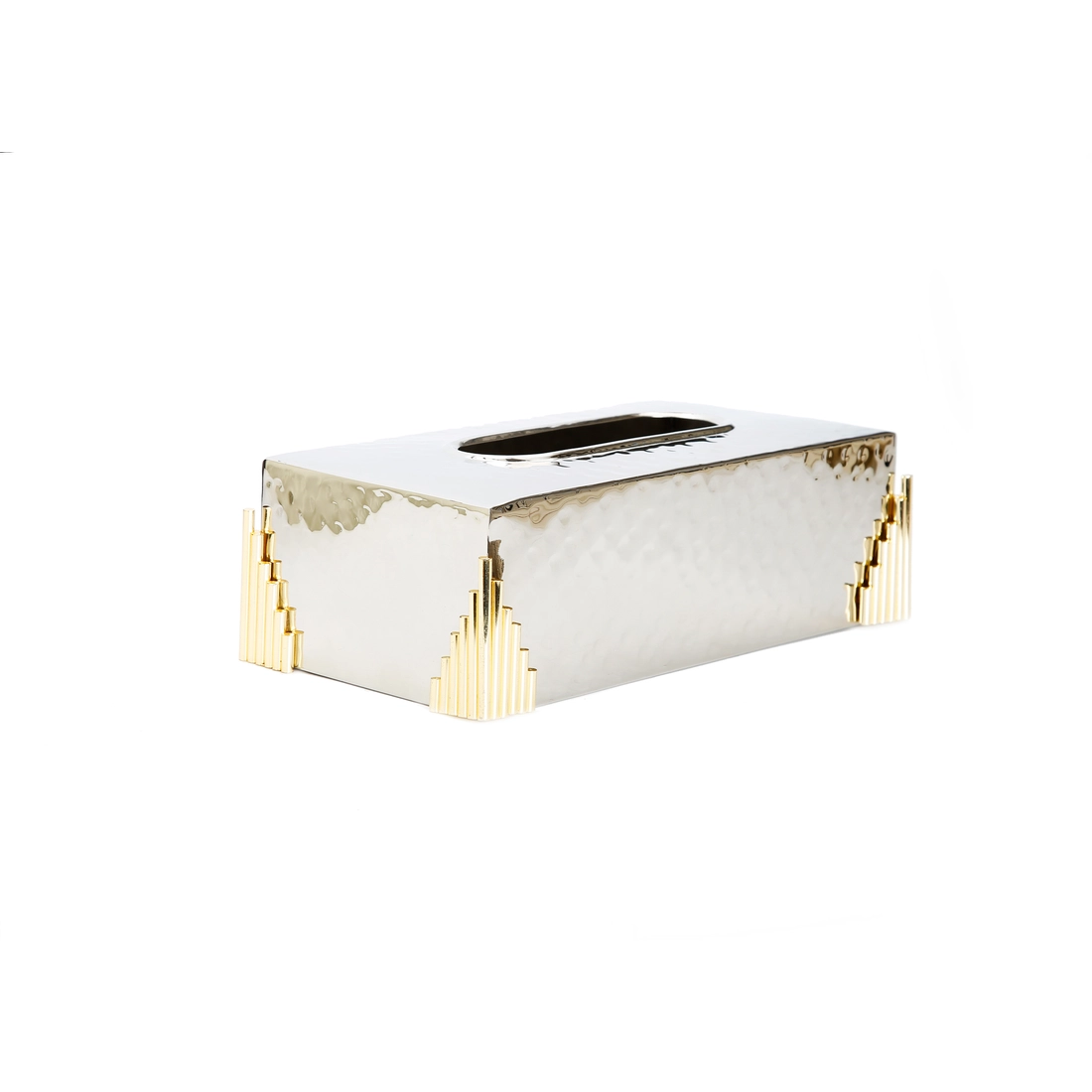 Silver & Gold Tissue Box Cover w/ Gold Symmetrical Design ...