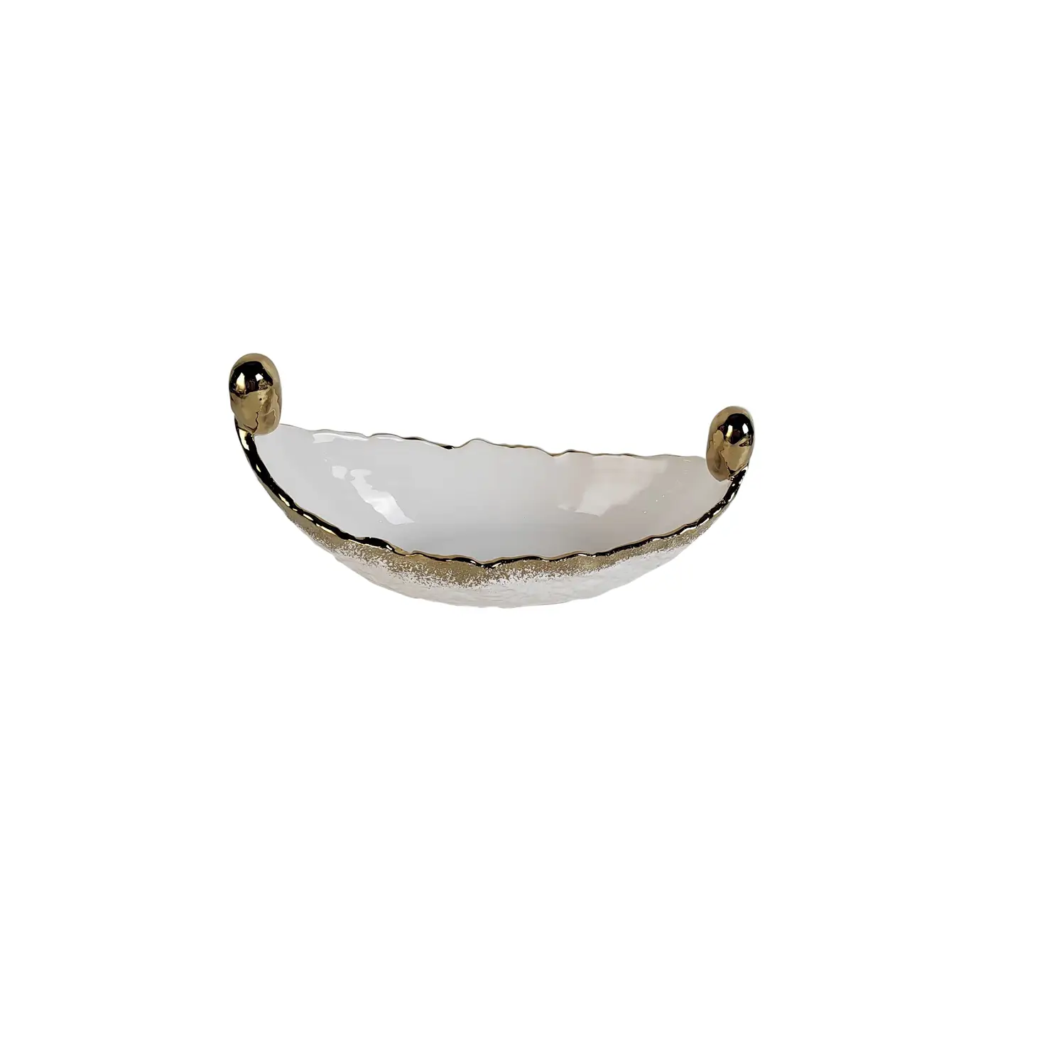 White & Gold Ombre Boat Dish | DarlingDiamondDecor