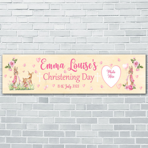 Flopsy Rabbit Christening Personalised Banner | A Token Of Thought