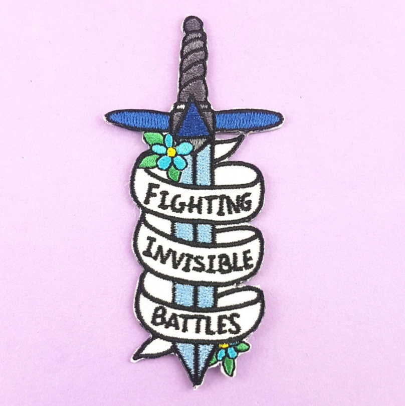 FIGHTING INVISIBLE BATTTLES EMBROIDERED PATCH | Sew Quirky
