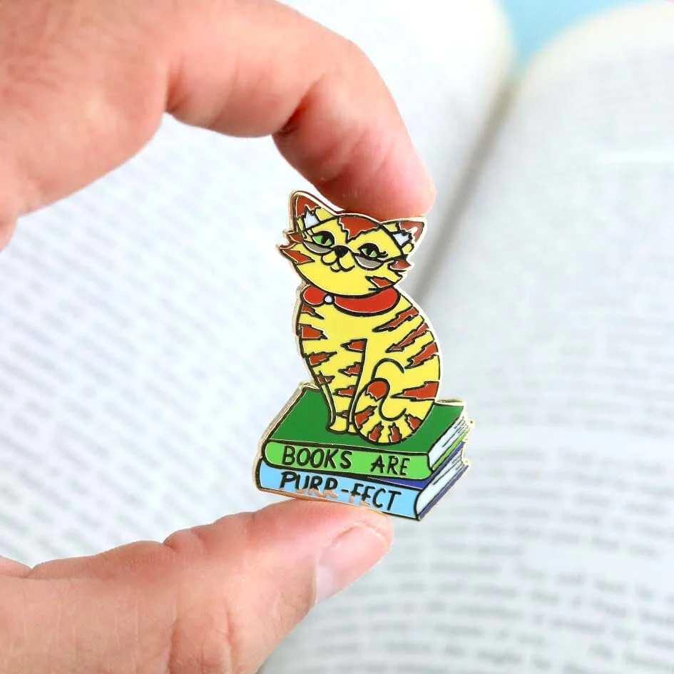 BOOKS ARE PURR-FECT CAT LAPEL PIN | Sew Quirky