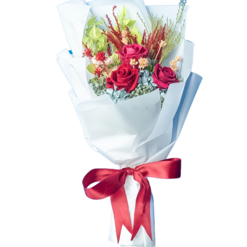Preserved Cardinal Rose Bouquet Delivery SG - SKfleur