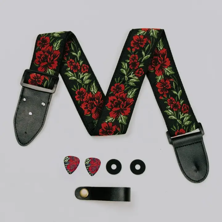 Red Roses Woven Guitar Strap | MOTA - Storefront