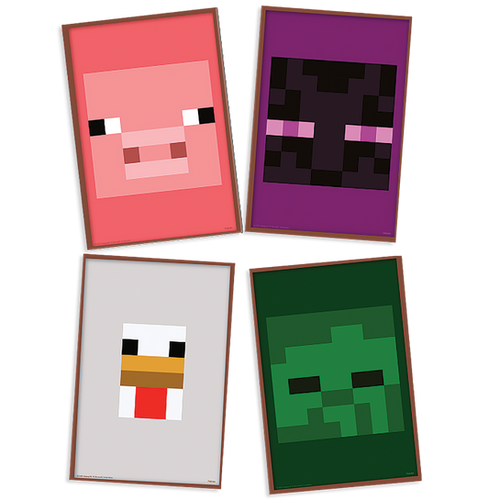 Kit 4 Quadros Decorativos Minecraft | Kit de Quadros Decorativos ...