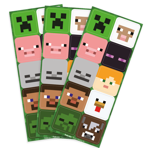 Adesivo Minecraft 35 Unidades | Adesivo Redondo Minecraft | Adesivo ...