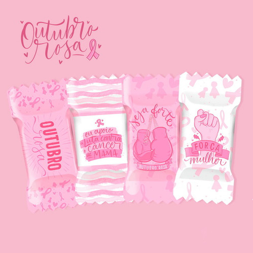 Balas Outubro Rosa Personalizadas | Pacote de Balas