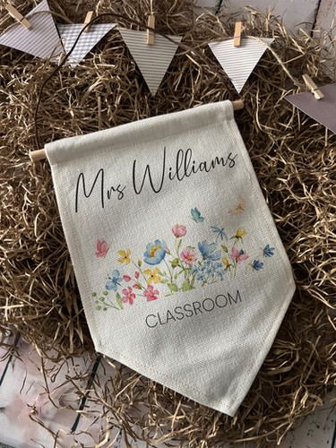 Personalised Teacher Classroom Flag Wild Flower | Gifted Box
