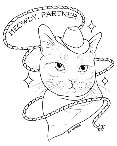 Meowdy Partner Colouring Page | Luck and Lavender